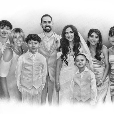 Add Deceased Family, Hand Drawn Charcoal Portrait, for Loved Ones ...