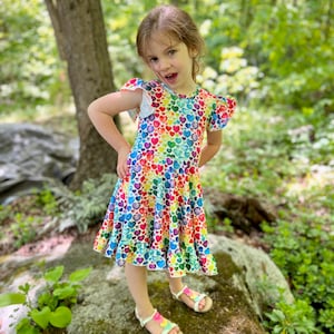 Rainbow Heart Dress, Twirly Dress, Full Circle Skirt, Buttery Soft ...