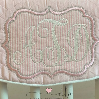 Fancy Decorative Rectangle Applique Embroidery Design Monogram Font ...