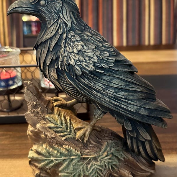 Ash Wood Raven Statue: Bird Enthusiast Gift - Etsy