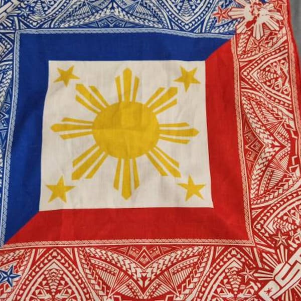 Philippines Filipino Tribal Bandana 22” X 22” 3 Stars and Suns Made in ...