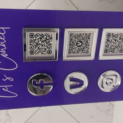 QR Code Display Sign Acrylic, 4 Codes, Quadruple Code Sign, SIZE 4.5x9 ...