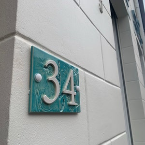 Crème Housenumber Sign With Shiny Bronze Art Deco Font Handmade Custom ...