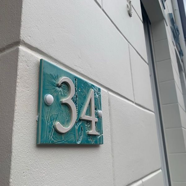 Vintage Aqua Blue Housenumber Sign | Customized Housenumber Plaque ...