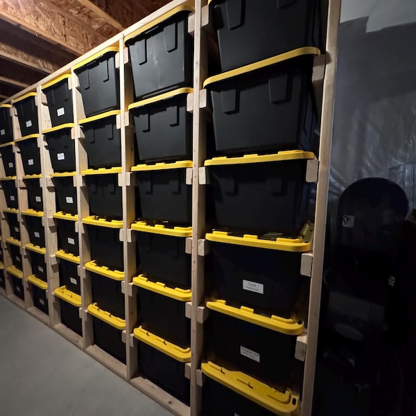 27 Gallon Storage Bin Rack Plans, Storage Bin Garage Shelves ...