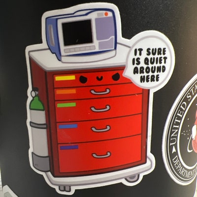 Crash Cart Vinyl Sticker, Emergency Room, Medical, Surgical, Medical ...