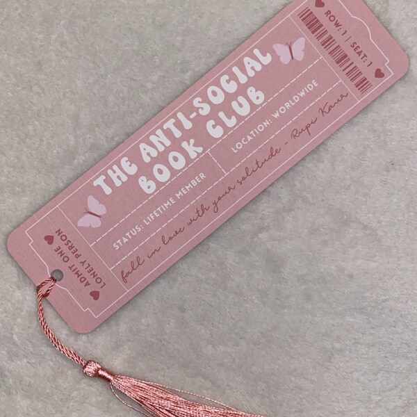 The Anti-social Book Club Bookmark | Feminist Bookmark | Bookmark ...