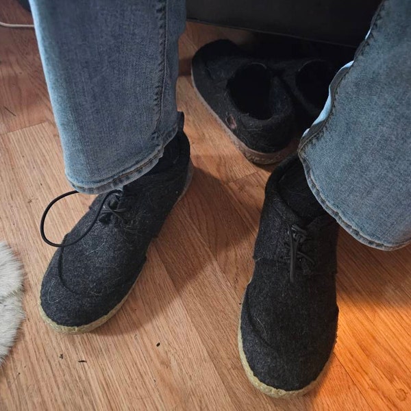 Woolfit Footprint With Leather Sole | Handfelted Wool Slippers With ...