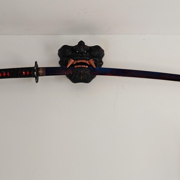 Oni Mask Katana Wall Mount - Etsy