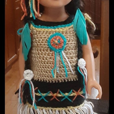 Crochet PDF Pattern to Make 18 Doll Native American Dress, Hat and ...