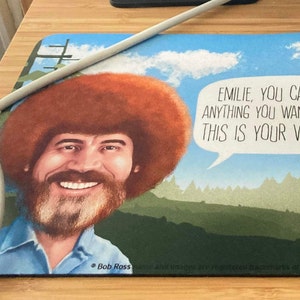 Bob Ross Squirrel Mouse Pad Let's Get Crazy Bob Ross the Joy of ...