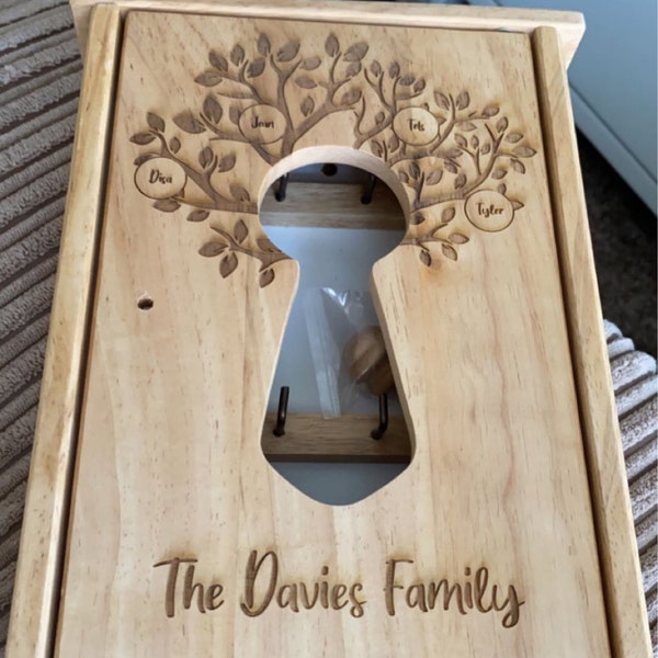 Personalised Wooden Key Box, House / Car Key Cabinet, Cupboard. Rack ...