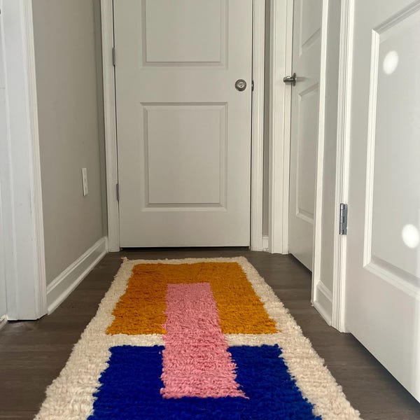 Moroccan Rug Runner Blue Handmade Runner Rug Pattern Rug Runner Morocan ...