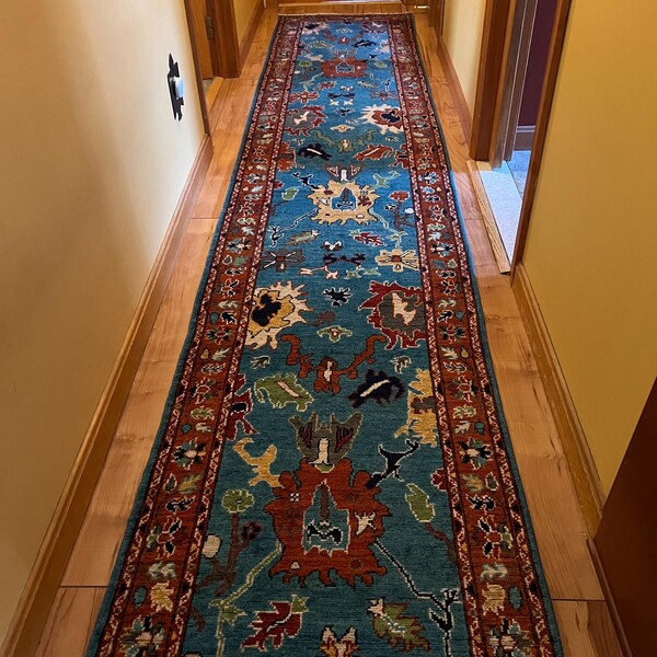 Blue Tree of Life Pomegranate Rug 6'5x7'6 Ft Afghan Handmade Wool Rug ...