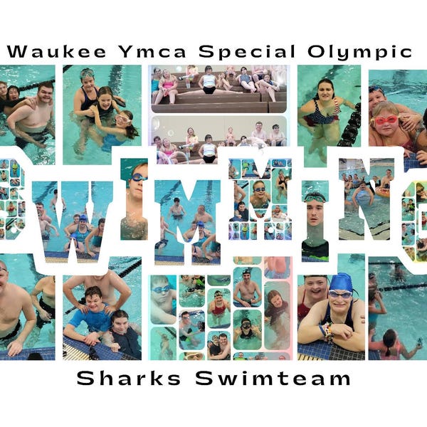 Editable SWIMMING Word Photo Collage TEMPLATE Printable Sports Team ...