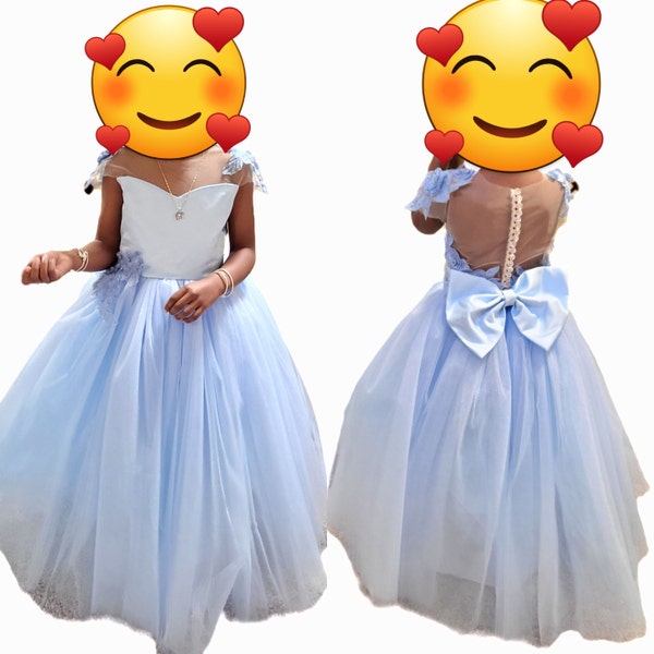 Flower Girl Dress Train, Girl Ball Gown, Junior Bridesmaid Dress, Satin ...