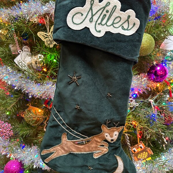 Name Patch With Cursive Script Font for Christmas Stocking | Handmade ...