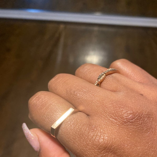 14k Solid Gold Flat Ring / Rectangular Shape Gold Ring Available in ...