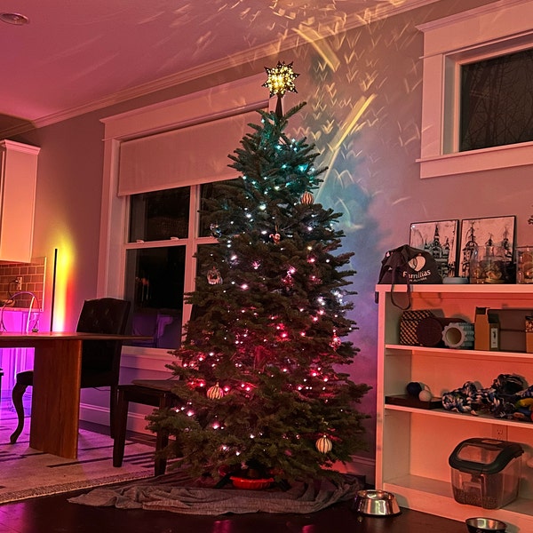 Tin Punched Handmade Star Tree Topper Handmade Brown With Clear Marbles ...