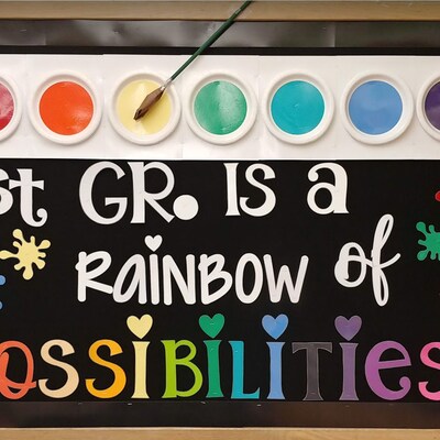 Teachers School Bulletin Board Cutouts DIY Kit rainbow of Possibilities ...