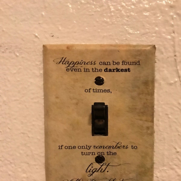 Happiness Quote Light Switch Plate Handmade *featured on Buzzfeed* - Etsy