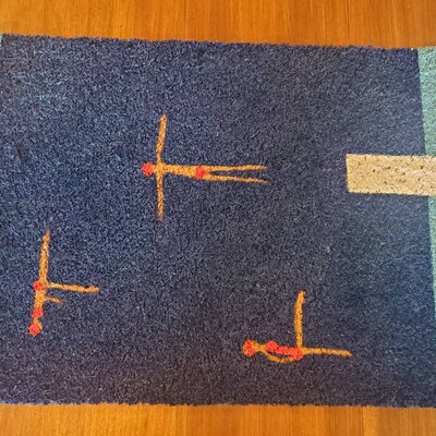 Blue Striped Welcome Mat Shades of Blue Entry Mat Blue - Etsy