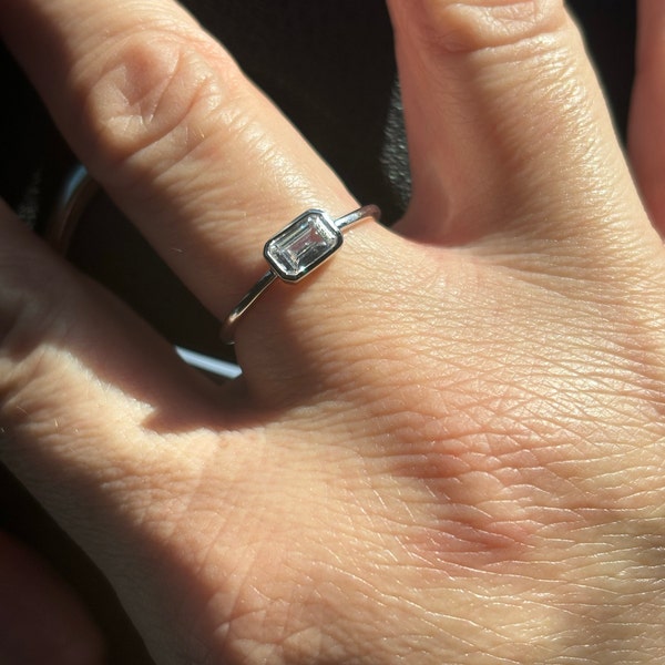 Baguette Ring, Rectangle Ring, Bezel Set Ring, Bezel Set Engagement ...