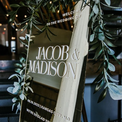 Gold Mirror Acrylic Wedding Welcome Sign Wedding Reception Sign Welcome ...