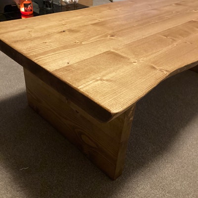 Waney / Live Edge Coffee Table Rustic Tudor Oak Solid Wood Chunky Low ...