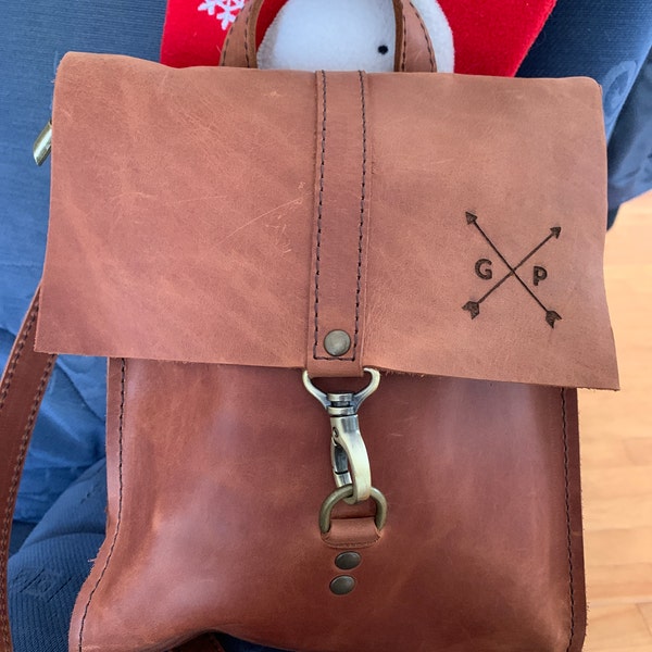 Personalized Leather Mini Backpack With Monogram, Small Leather ...