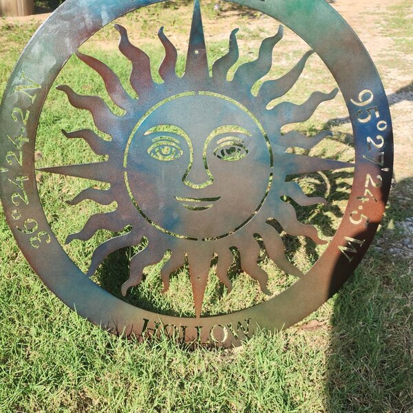 Personalized Metal Sun Compass - Custom Coordinates Sign - Nautical ...