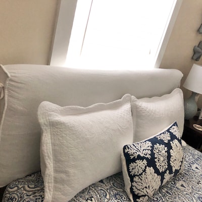 Headboard Slipcover Natural Linen, Custom Made Linen Headboard Cover ...