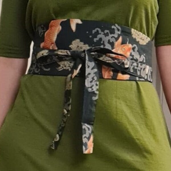 Reversible and Adjustable Two-tone Obi Belt in Japanese Cotton With ...
