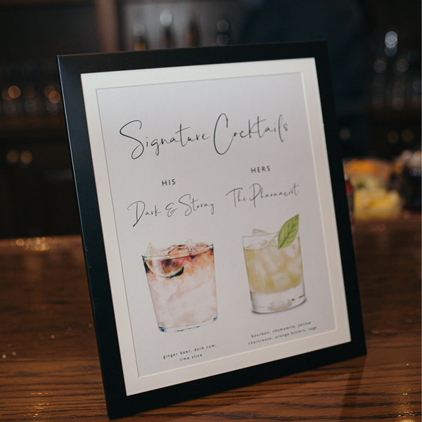 Printable Signature Cocktails Sign, Wedding Signature Drinks Menu ...