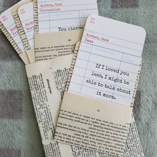 Jane Austen Quotes Library Card, Bookmark, Pride and Prejudice Book ...