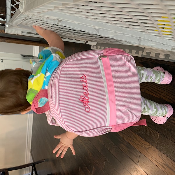 Personalized Baby Backpacks, Monogrammed Toddler Backpacks, Seersucker ...