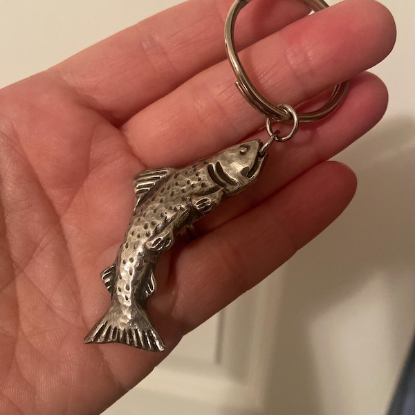 Trout Keychain, Handcast Pewter Fish, Fisherman Gift, Fly Fishing Gift ...