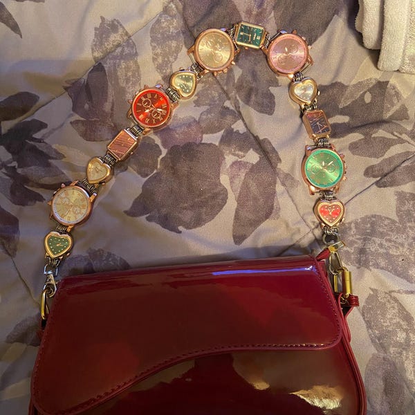 Punk Multicolor Watch Bag Strap, Trendy Clocks Metal Bag Chains, Y2K ...