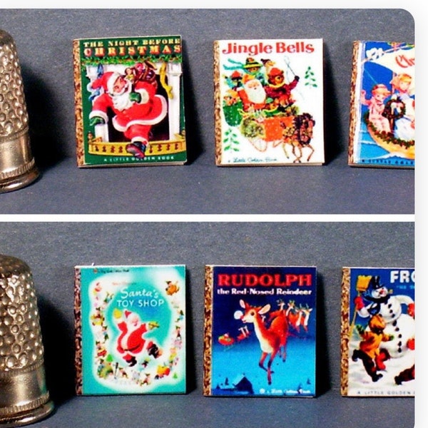 Classic CHRISTMAS Covers - 6 Little Golden Books Dollhouse Miniature 1: ...