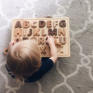 ABC Uppercase Block Wooden Puzzle Easy for Little Hands to - Etsy