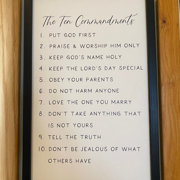 The Ten Commandments Sign | Scripture Wood Sign | Living Room Wall ...