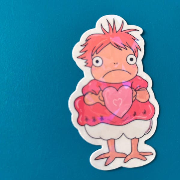 Ponyo Heart Studio Ghibli Stickers | Cute Sparkle Holographic Sticker ...