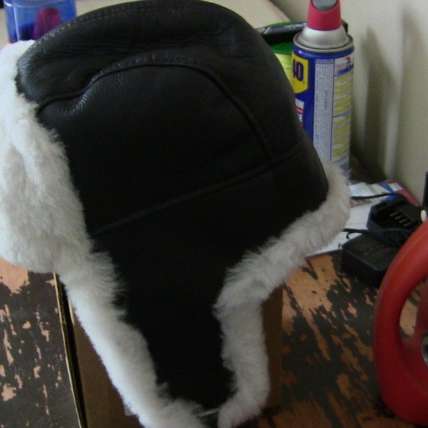 Trapper Hat Sheepskin Chapka Pilot Cap Russian Ushanka Ear Flap Winter ...
