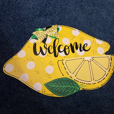 WELCOME LEMON SIGN Tropical Wall Plaque Home Tiki Bar Hot Tub Deck ...