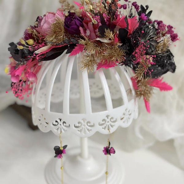 Wildflower Dried Flower Arrangement, Mauve Pink Tea Tree Whimsical ...