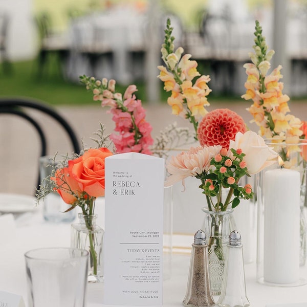 Minimalist Wedding Tri-fold Table Number, Tri-fold Table Menu, Triangle ...