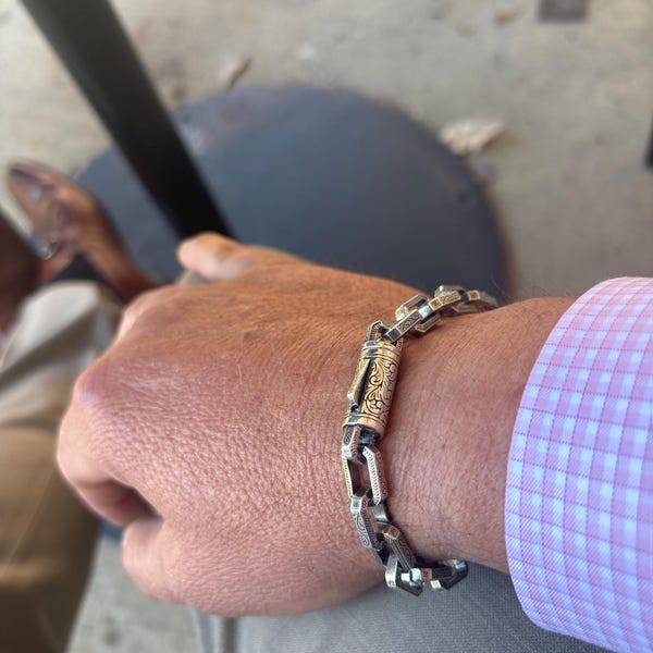 Handmade 925 Sterling Silver Red Ruby Cyborg Gothic Robot Biker Mens ...