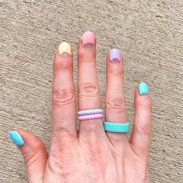 Men and Women Two Tone Silicone Ring, Reversible Silicone Ring, Wedding ...