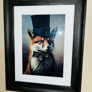 Gentleman Fox Vintage Portrait, Victorian Fox Wearing a Top Hat ...