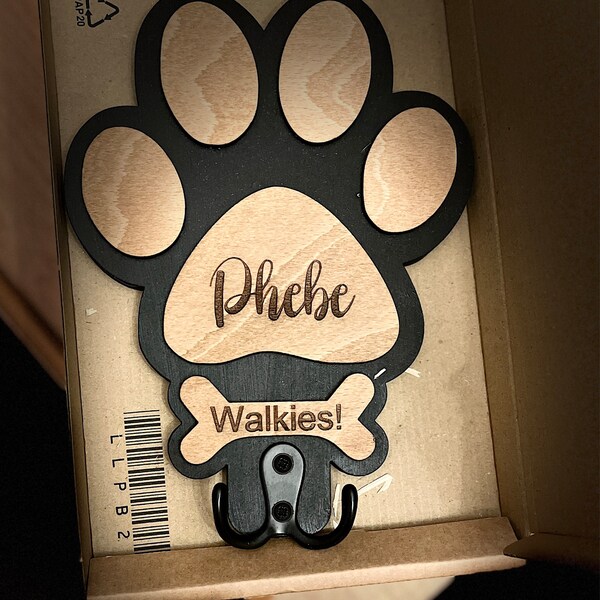 Personalised Dog Lead Hanger/ Hook | Custom Dog Lead Holder | Paw Print ...